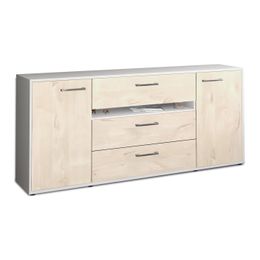 Stil.Zeit Sideboard Fernanda | Korpus Weiß | Zeder mit Griffen (180x79x35cm)