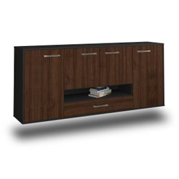 Stil.Zeit Sideboard Abilene | Korpus Anthrazit | Walnuss hängend mit Griffen (180x79x35cm)