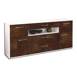 Stil.Zeit Sideboard Emma | Korpus Weiß | Rost mit Griffen (180x79x35cm)