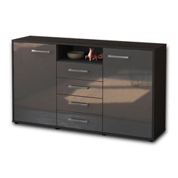 Stil.Zeit Sideboard Donnice | Korpus Anthrazit | Grau mit Griffen (136x79x35cm)