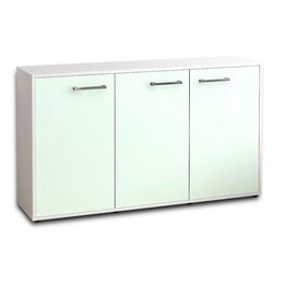 Stil.Zeit Sideboard Delia | Korpus Weiß | Mint mit Griffen (136x79x35cm)