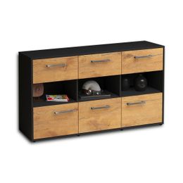 Stil.Zeit Sideboard Dorett | Korpus Anthrazit | Eiche mit Griffen (136x79x35cm)