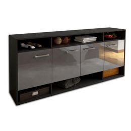 Stil.Zeit Sideboard Felia | Korpus Anthrazit | Grau mit Griffen (180x79x35cm)