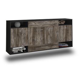 Stil.Zeit Sideboard Evansville | Korpus Anthrazit | Treibholz hängend mit Griffen (180x79x35cm)