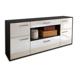 Stil.Zeit Sideboard Fabiola | Korpus Anthrazit | Weiß mit Griffen (180x79x35cm)