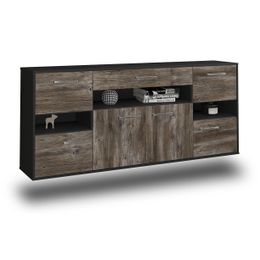 Stil.Zeit Sideboard Downey | Korpus Anthrazit | Treibholz hängend mit Griffen (180x79x35cm)