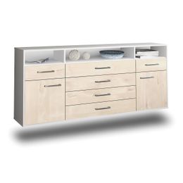 Stil.Zeit Sideboard Bellevue | Korpus Weiß | Zeder hängend mit Griffen (180x79x35cm)