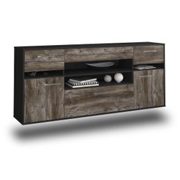 Stil.Zeit Sideboard Miramar | Korpus Anthrazit | Treibholz hängend mit Griffen (180x79x35cm)