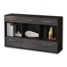 Stil.Zeit Sideboard Efisia | Korpus Anthrazit | Grau mit Griffen (136x79x35cm)