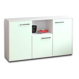 Stil.Zeit Sideboard Demetria | Korpus Weiß | Mint mit Griffen (136x79x35cm)