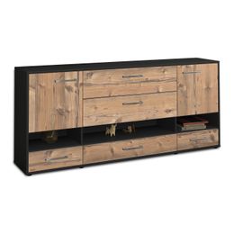 Stil.Zeit Sideboard Florentina | Korpus Anthrazit | Pinie mit Griffen (180x79x35cm)