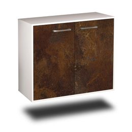 Stil.Zeit Sideboard Hialeah | Korpus Weiß | Rost hängend mit Griffen (92x79x35cm)