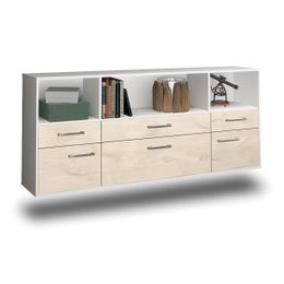 Stil.Zeit Sideboard Cary | Korpus Weiß | Zeder hängend mit Griffen (180x79x35cm)