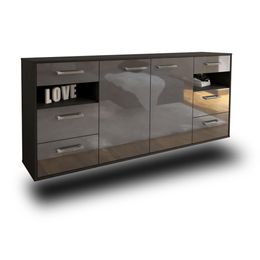 Stil.Zeit Sideboard Thornton | Korpus Anthrazit | Grau hängend mit Griffen (180x79x35cm)