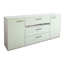 Stil.Zeit Sideboard Fernanda | Korpus Weiß | Mint mit Griffen (180x79x35cm)