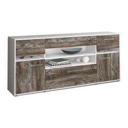 Stil.Zeit Sideboard Gina | Korpus Weiß | Treibholz mit Griffen (180x79x35cm)