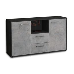 Stil.Zeit Sideboard Donika | Korpus Anthrazit | Beton mit Griffen (136x79x35cm)