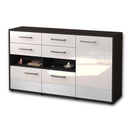 Stil.Zeit Sideboard Domi | Korpus Anthrazit | Weiß mit Griffen (136x79x35cm)