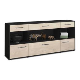 Stil.Zeit Sideboard Fabiana | Korpus Anthrazit | Zeder mit Griffen (180x79x35cm)