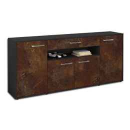 Stil.Zeit Sideboard Fiorella | Korpus Anthrazit | Rost mit Griffen (180x79x35cm)