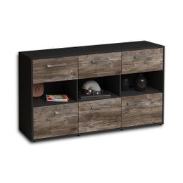 Stil.Zeit Sideboard Dorett | Korpus Anthrazit | Treibholz mit Griffen (136x79x35cm)