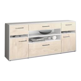 Stil.Zeit Sideboard Gina | Korpus Weiß | Zeder mit Griffen (180x79x35cm)