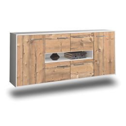 Stil.Zeit Sideboard Stamford | Korpus Weiß | Pinie hängend mit Griffen (180x79x35cm)