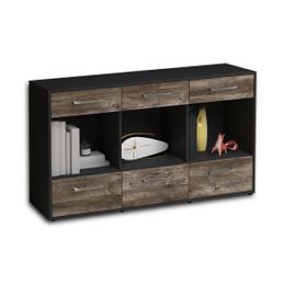 Stil.Zeit Sideboard Efisia | Korpus Anthrazit | Treibholz mit Griffen (136x79x35cm)