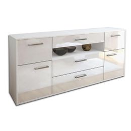 Stil.Zeit Sideboard Emma | Korpus Weiß | Weiß mit Griffen (180x79x35cm)