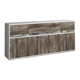 Stil.Zeit Sideboard Flora | Korpus Weiß | Treibholz mit Griffen (180x79x35cm)