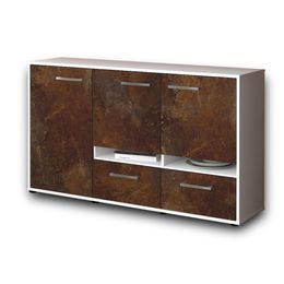 Stil.Zeit Sideboard Ebe | Korpus Weiß | Rost mit Griffen (136x79x35cm)