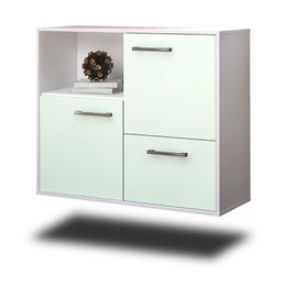 Stil.Zeit Sideboard Boise | Korpus Weiß | Mint hängend mit Griffen (92x79x35cm)