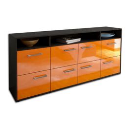 Stil.Zeit Sideboard Evita | Korpus Anthrazit | Orange mit Griffen (180x79x35cm)