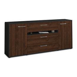 Stil.Zeit Sideboard Fernanda | Korpus Anthrazit | Walnuss mit Griffen (180x79x35cm)