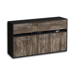 Stil.Zeit Sideboard Dorinde | Korpus Anthrazit | Treibholz mit Griffen (136x79x35cm)