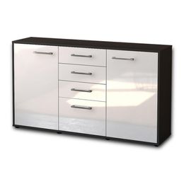 Stil.Zeit Sideboard Donatella | Korpus Anthrazit | Weiß mit Griffen (136x79x35cm)