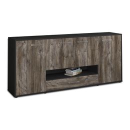 Stil.Zeit Sideboard Felicitas | Korpus Anthrazit | Treibholz mit Griffen (180x79x35cm)