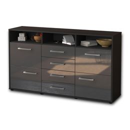 Stil.Zeit Sideboard Donabella | Korpus Anthrazit | Grau mit Griffen (136x79x35cm)