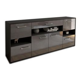 Stil.Zeit Sideboard Ginevra | Korpus Anthrazit | Grau mit Griffen (180x79x35cm)