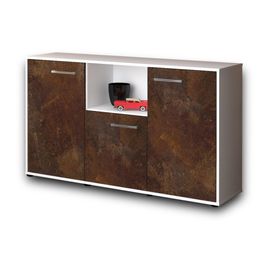 Stil.Zeit Sideboard Demetria | Korpus Weiß | Rost mit Griffen (136x79x35cm)