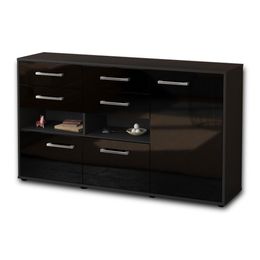 Stil.Zeit Sideboard Domi | Korpus Anthrazit | Schwarz mit Griffen (136x79x35cm)