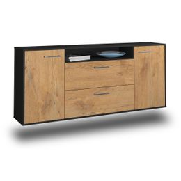 Stil.Zeit Sideboard Thousand Oaks | Korpus Anthrazit | Eiche hängend mit Griffen (180x79x35cm)