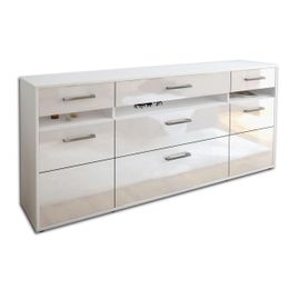 Stil.Zeit Sideboard Giada | Korpus Weiß | Weiß mit Griffen (180x79x35cm)