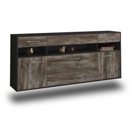 Stil.Zeit Sideboard Inglewood | Korpus Anthrazit | Treibholz hängend mit Griffen (180x79x35cm)