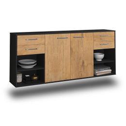 Stil.Zeit Sideboard Independence | Korpus Anthrazit | Eiche hängend mit Griffen (180x79x35cm)