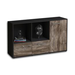 Stil.Zeit Sideboard Dolcia | Korpus Anthrazit | Treibholz mit Griffen (136x79x35cm)