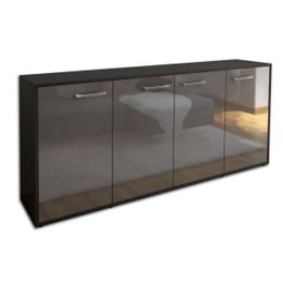 Stil.Zeit Sideboard Elana | Korpus Anthrazit | Grau mit Griffen (180x79x35cm)