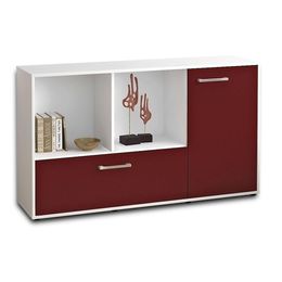 Stil.Zeit Sideboard Ela | Korpus Weiß | Bordeaux mit Griffen (136x79x35cm)