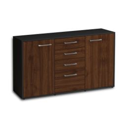 Stil.Zeit Sideboard Donatella | Korpus Anthrazit | Walnuss mit Griffen (136x79x35cm)