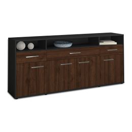 Stil.Zeit Sideboard Ezia | Korpus Anthrazit | Walnuss mit Griffen (180x79x35cm)